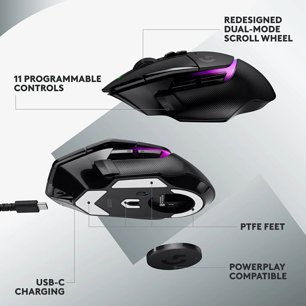 Logitech G502 X Plus Wireless Gaming Mouse - Black